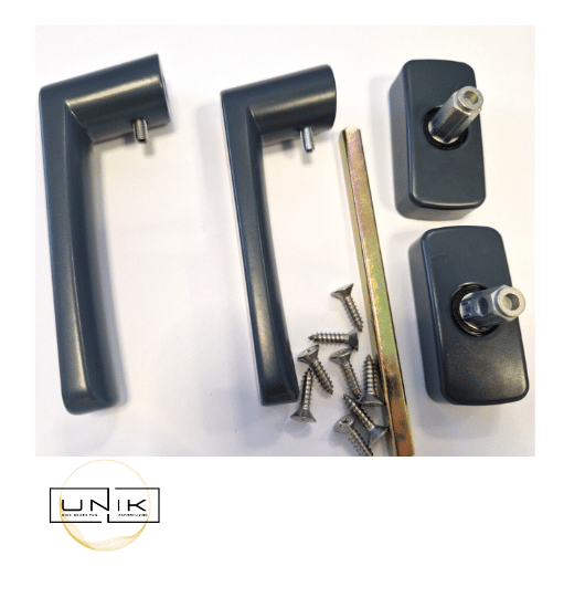 Black CORTIZO handle set with spindle and screws-318602 – unikdoors.co.uk