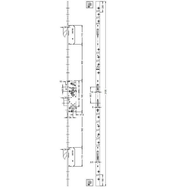 Schuco 241782 Claw Bolt Lock LH - Advanced Door Security – unikdoors.co.uk